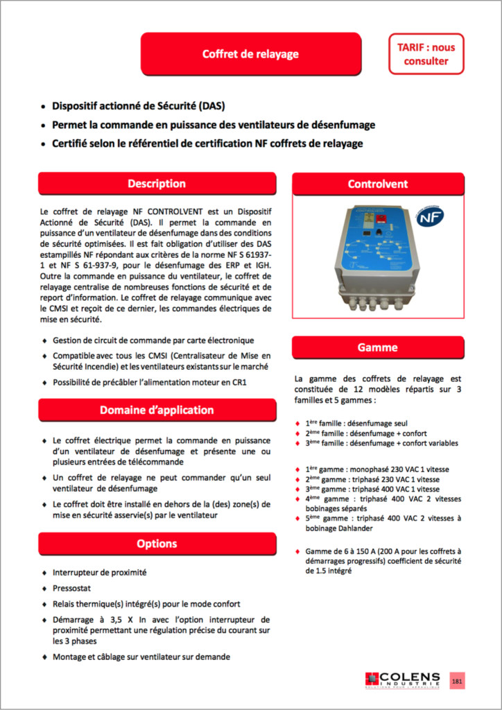 Coffret Controlvent - Colens Industrie